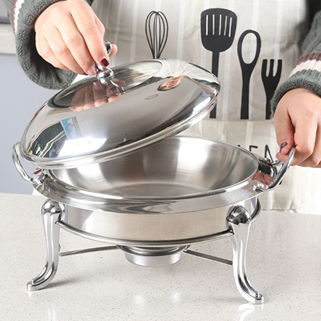 SOGA Gold Accents Round Buffet Chafing Dish with Glass Top Lid ...